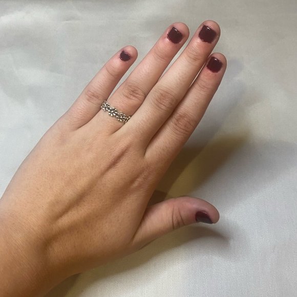 Jewelry | Daisy Chain Silver Boho Ring Stackable Flower Ring Grunge ...